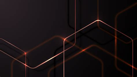 빨간색과 황금색 금속 기하학적 육각형 요소와 조명 효과 기술 스타일을 가진 추상 블랙 프리미엄 배경 0명에 대한 스톡 벡터 아트