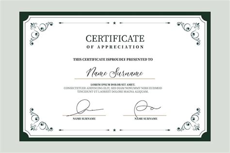 프로페셔널 어워드 평가 인증서 템플릿 디자인 인쇄 가능 프리미엄 벡터