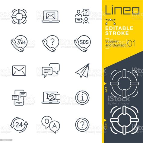 Lineo Editable Stroke Contact And Support Line Icons Stock Illustration