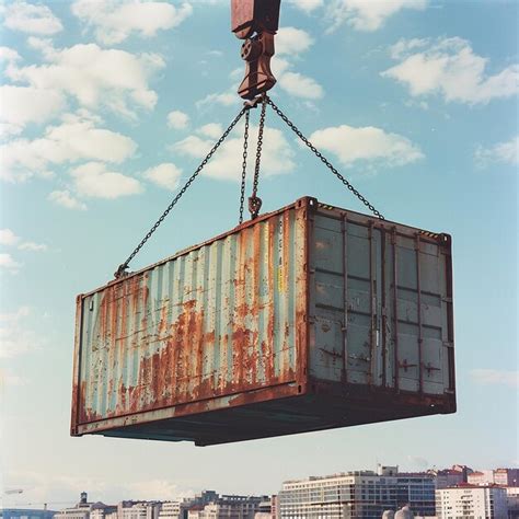 Shipping Container Lifted By Crane Premium Ai Generated Image