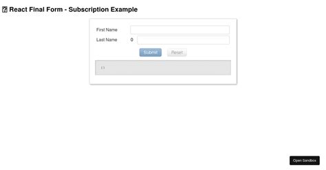 🏁 React Final Form Subscription Example Codesandbox