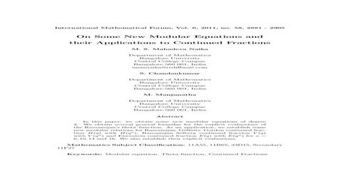 Pdf On Some New Modular Equations And Their Applications To · New