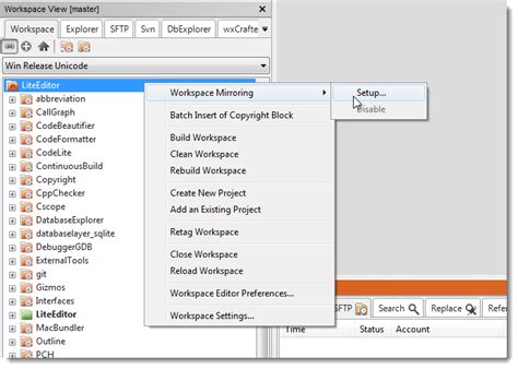 CodeLite IDE Main SFTP