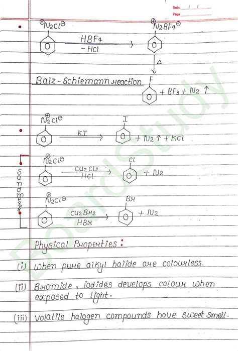 Class 12 Chemistry Haloalkanes And Haloarenes Notes Handwritten Notes