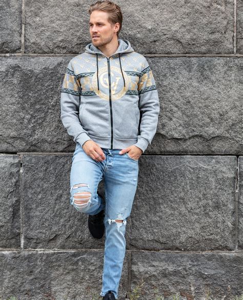 Gray Distinctive Hoodie Golden Details Jerone