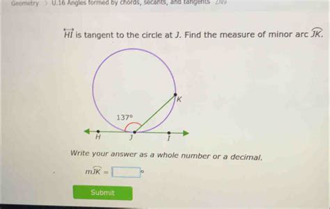 Geometry U 16 Angles Formed By Chords Secants And Tangents 2n9 Overleftrightarrow Hi Is [geometry]