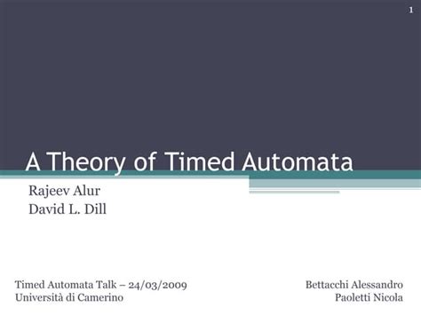 a theory of timed automata ppt