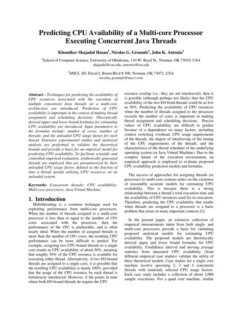 Pdf Predicting Cpu Availability Of A Multi Core Processor Executing