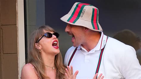 Travis Kelces Kfc Bucket Hat Outfit Mocked By Fans As Cringe Moment With Taylor Swift