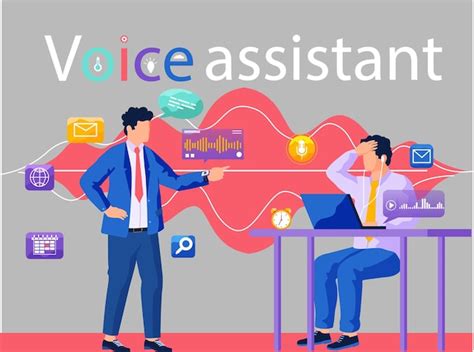 premium vector voice assistant and speech recognition application men
