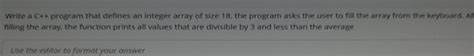 Solved Write A C Program That Defines An Integer Array Of