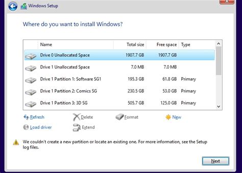 Windows 10 We Couldnt Create A New Partition Or Locate An Existing