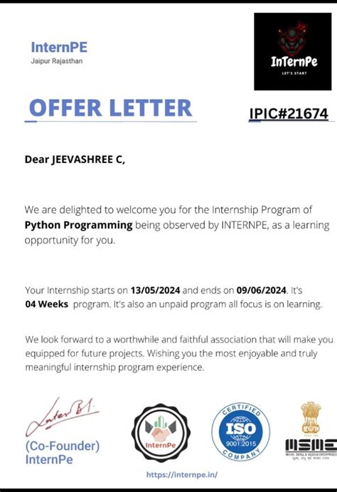 Jeeva Shree On Linkedin Internpe Intern