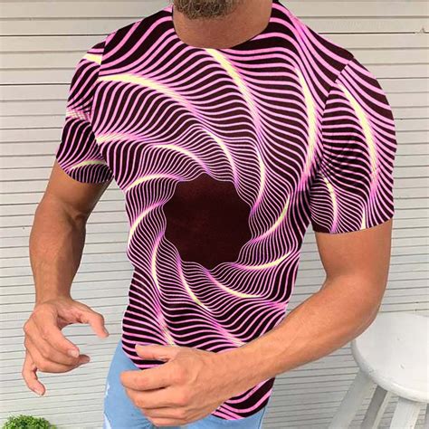 Cllios Shirts For Men Short Sleevenovelty 3d Optical Illusion Graphic