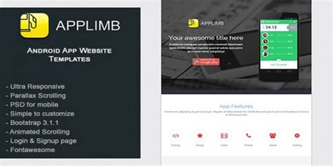applimb mobile app onepage html template by tamal3053 codester