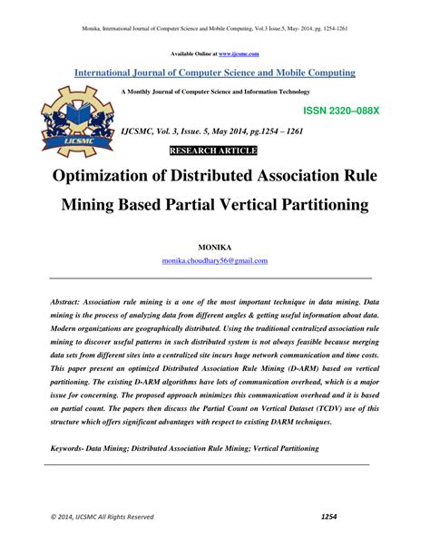 Pdf Optimization Of Distributed Association Rule Mining Based Partial
