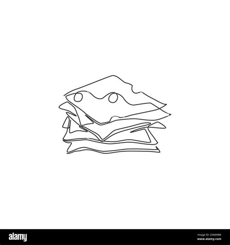 Single Continuous Line Drawing Stylized Sliced Italian Cheese Logo