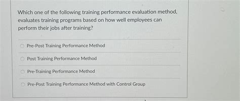 Solved Which One Of The Following Training Performance