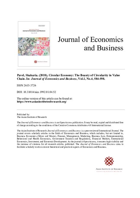 Pdf Circular Economy The Beauty Of Circularity In Value Chain