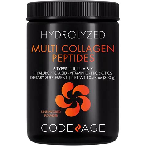 Codeage Multi Collagen Peptides แบบผง Probiotics Black Edition Vitamin C Hyaluronic ไฮโดร