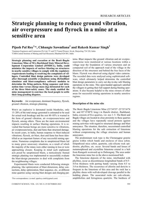 Pdf Strategic Planning To Reduce Ground Vibration Air Overpressure