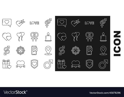 Set Line Male Gender Symbol Map Pointer Royalty Free Vector