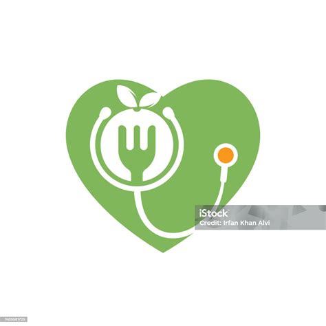 의료 식품 벡터 로고 디자인 템플릿 청진기와 건강 식품 다이어트 로고 개념 개념에 대한 스톡 벡터 아트 및 기타 이미지 개념 개념과 주제 건강관리와 의술 Istock