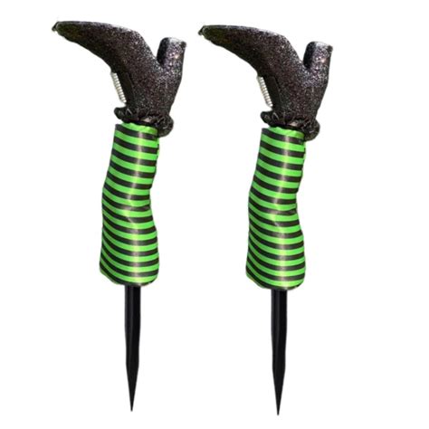 Wtosuhe Halloween Witch Legs Stakes Decorations Green