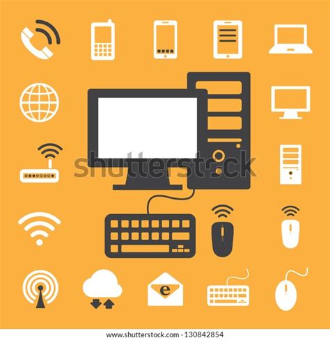 Mobile Devices Computer Network Connections Icons Stock Vector Royalty Free 130842854