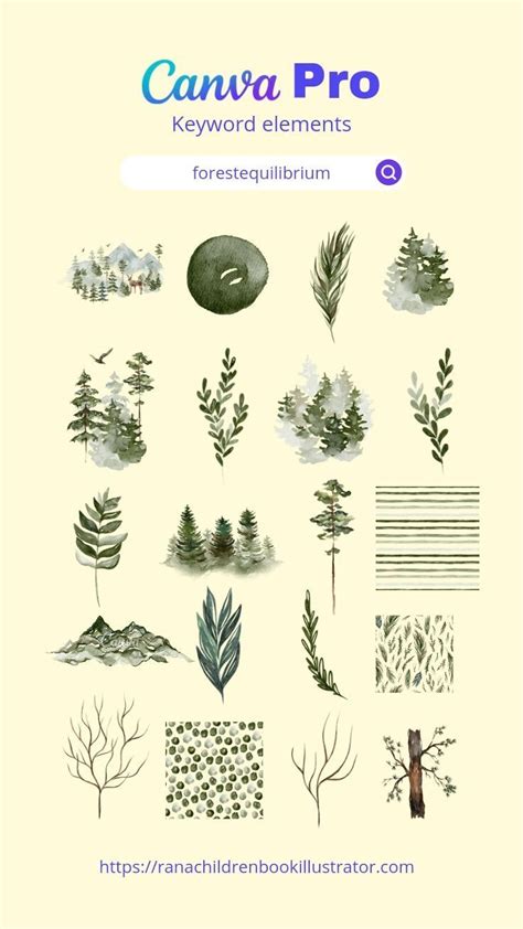 Canva Elements Keyword Forestjungle Watercolor Easyforest Elements Illustrationforest