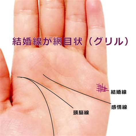 結婚線が網目のような格子状 グリル・格子紋 になっている手相 簡単な手相の見方を伝授します