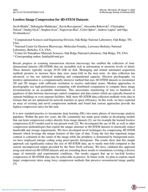 Pdf Lossless Image Compression For 4d Stem Datasets