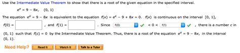 Solved Use The Intermediate Value Theorem To Show That There
