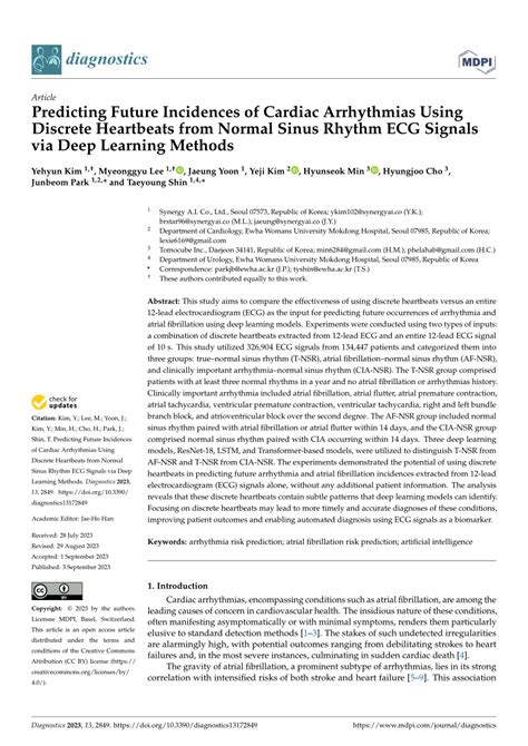 Pdf Predicting Future Incidences Of Cardiac Arrhythmias Using Discrete Heartbeats From Normal