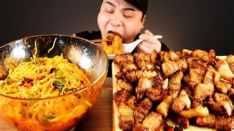 최고의 조합 노릇노릇 꽃삼겹살과 비빔국수 먹방~ 리얼사운드 Asmr Mukbangeating Show Youtube