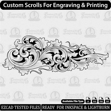 Custom Scroll Design Svg For Laser Engraving And Printing Floral Scroll Svg Scroll Scroll Svg