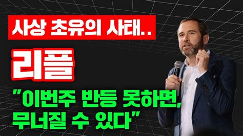 사상 초유의 사태 리플 이번주 반등 못하면 무너질 수 있다 리플코인 리플코인전망 리플급등 Youtube