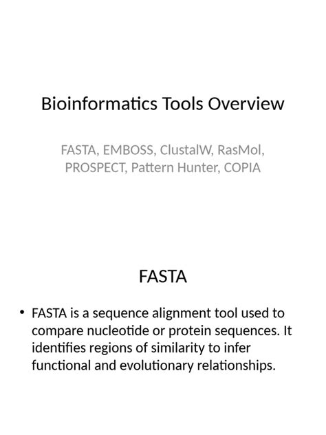 Bioinformatics Tools Overview Pdf