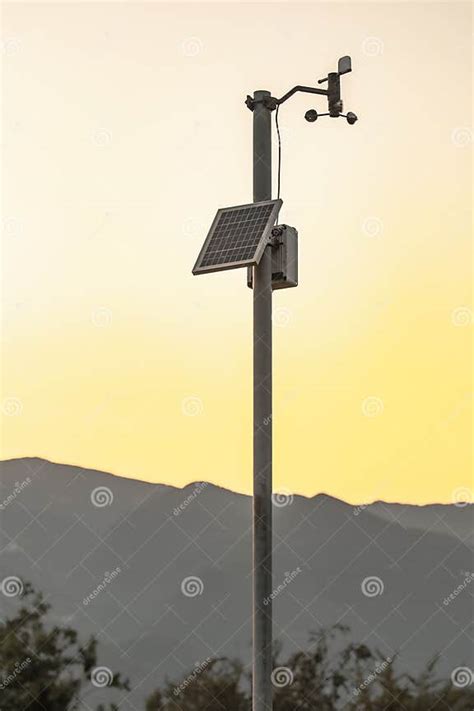 Anemometer With Solar Energy Panel Stock Image Image Of Technology Station 275661615