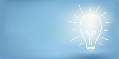 손으로 그린 전구와 파란색 배경에 공간을 복사 배너 혁신의 개념 아이디어 창의성 발명 영감 상상력 생각 개념 전기 공급 개념에 대한 스톡 벡터 아트 및 기타 이미지 Istock