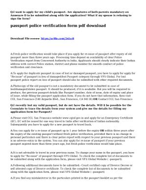 Fillable Online Passport Police Verification Form Pdf Download Fax Email Print PdfFiller