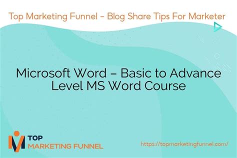 Microsoft Word Basic To Advance Level Ms Word Full Course Free
