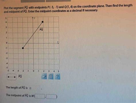 Solved Plot The Segment Overline Pq With Endpoints P 3 1 And Q14