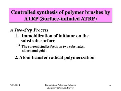Ppt Controlled Synthesis Of Polymer Brushes By Atom Transfer Radical Polymerization Powerpoint