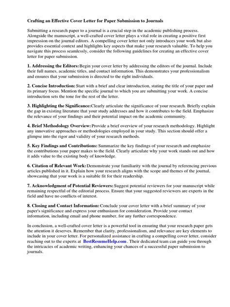 Cover Letter For Paper Submission To Journal Pdf Academic Journal Academic Publishing
