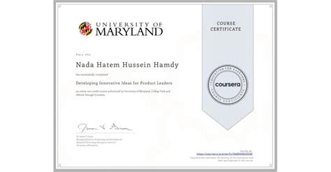 Nada Hamdy On Linkedin Completion Certificate For Developing Innovative Ideas For Product Leaders