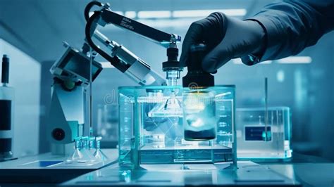 Robotic Arm In Tech Facility Holds Advanced Ai Chip Displaying Innovation In Ai Stock Footage