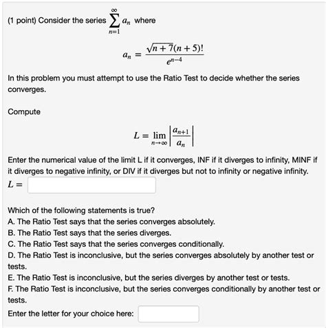 Solved Consider The Series N To An Where Chegg