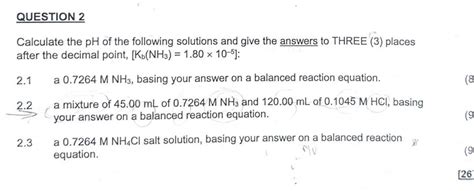 Solved Calculate The Ph Of The Following Solutions And Give Chegg Com