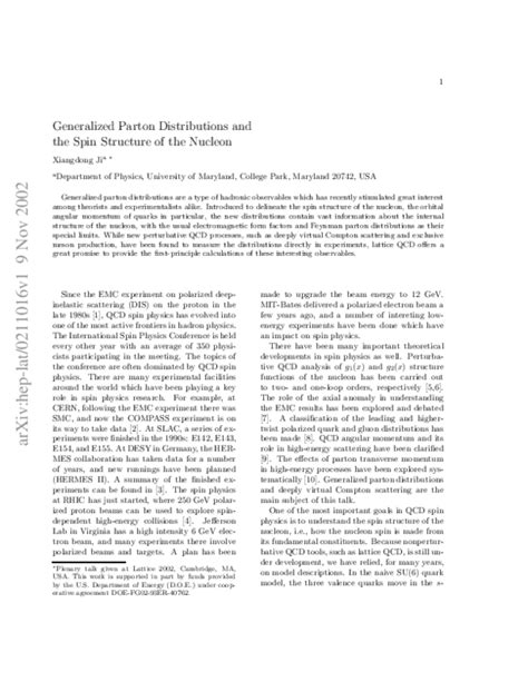 Pdf Generalized Parton Distributions And The Spin Structure Of The Nucleon Xiangdong Ji